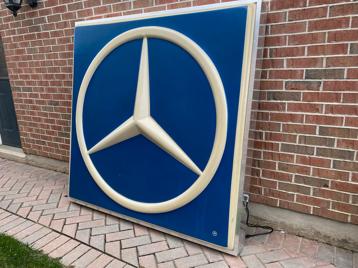 5' x 5' Illuminated 80's Mercedes-Benz Dealer Sign For Sale | The MB Market