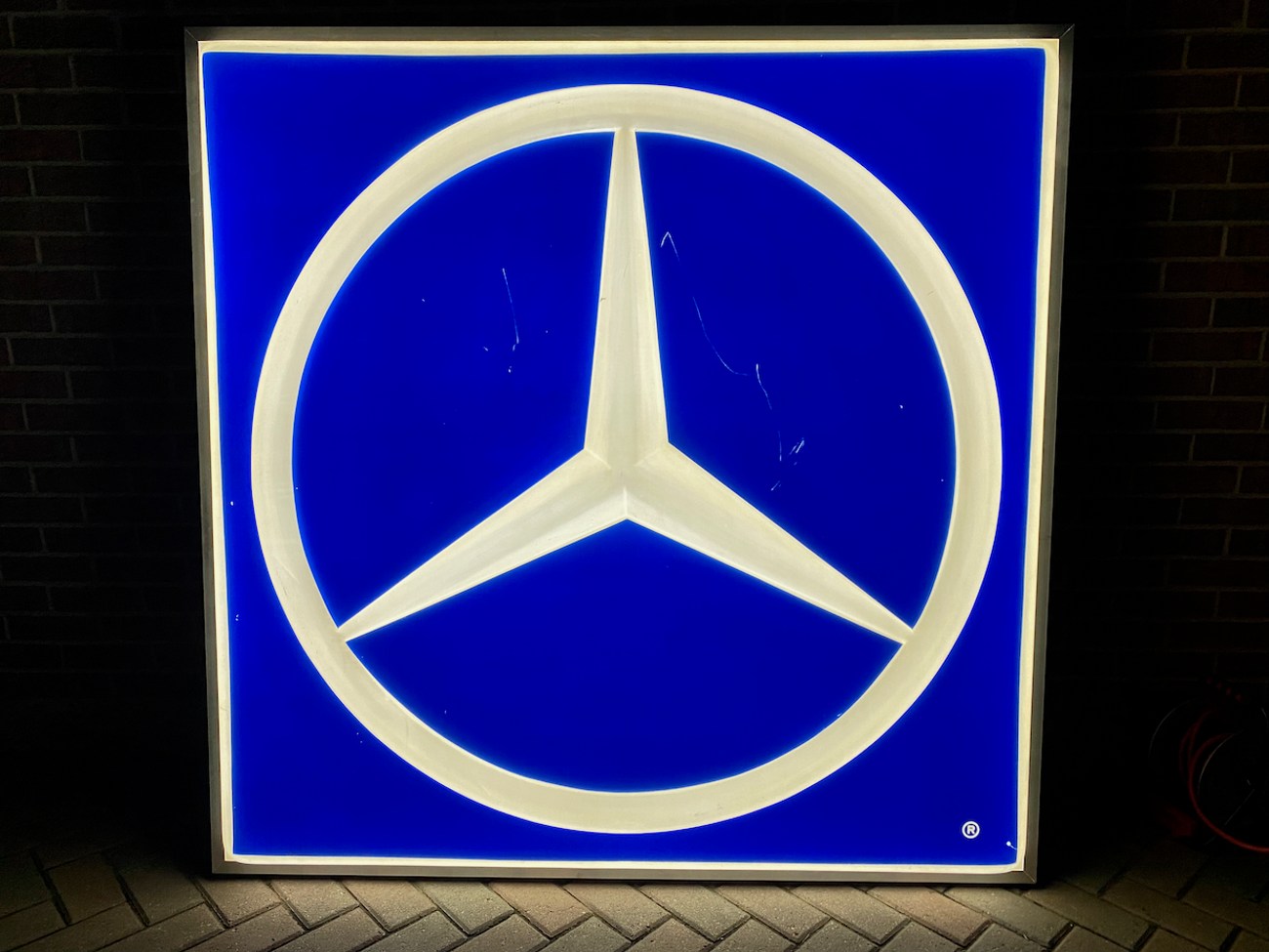 5' x 5' Illuminated 80's Mercedes-Benz Dealer Sign For Sale | The MB Market