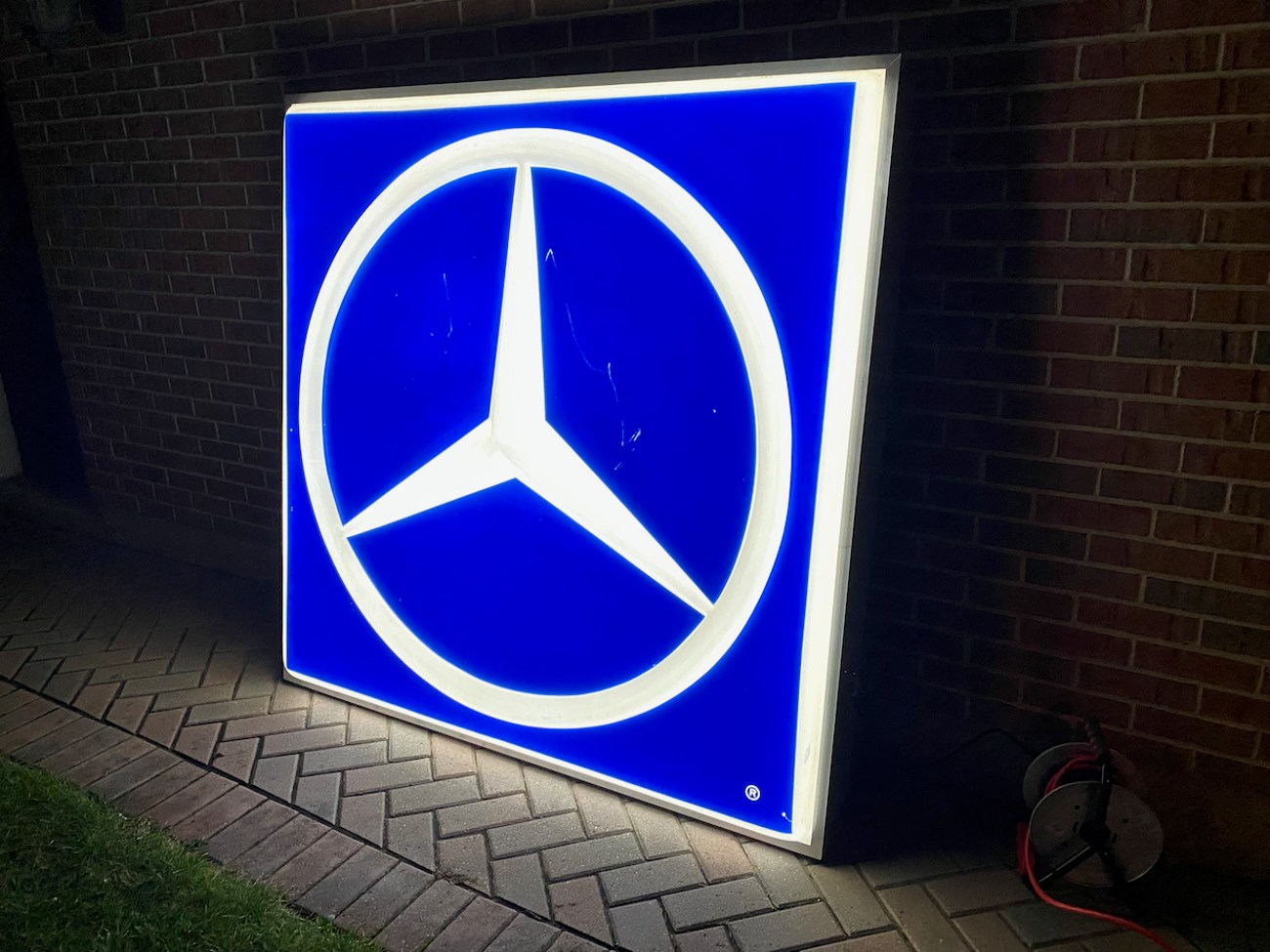 5' x 5' Illuminated 80's Mercedes-Benz Dealer Sign For Sale | The MB Market
