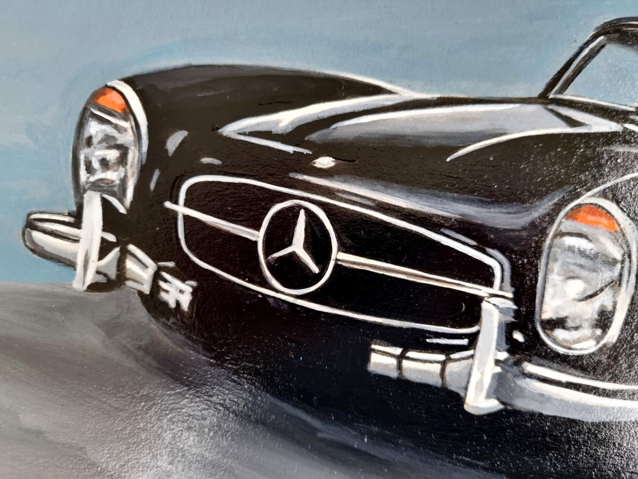 Acrylic Painting of Mercedes-Benz 300SL Roadster by Shomi For Sale ...
