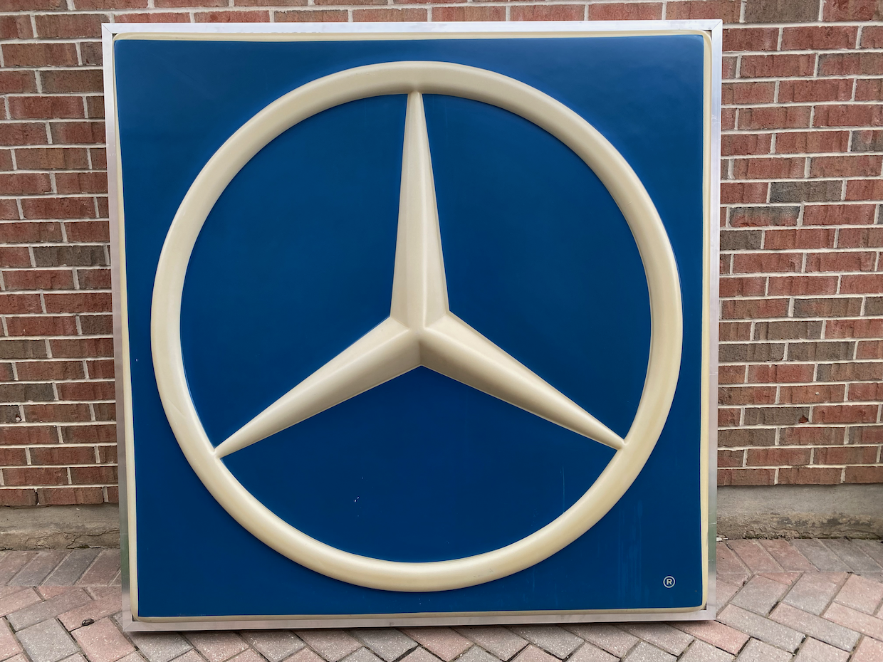 5' x 5' Illuminated 80's Mercedes-Benz Dealer Sign For Sale | The MB Market